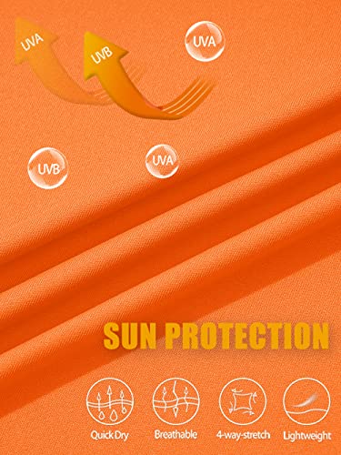 Fishing Shirts for Men Long Sleeve with Hooded UPF 50+ Sun Protection Moisture Wicking Active Rash Guards Summer Shirts Orange