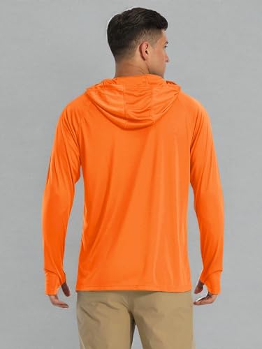 Fishing Shirts for Men Long Sleeve with Hooded UPF 50+ Sun Protection Moisture Wicking Active Rash Guards Summer Shirts Orange