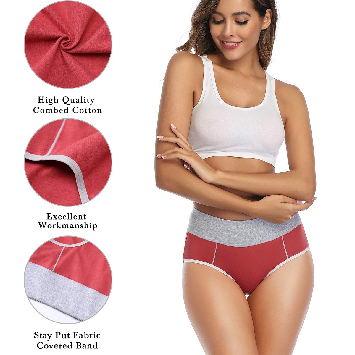 wirarpa Women's Cotton Underwear High Waist Stretch Briefs Soft Underpants Breathable Panties 4 Pack X-Large