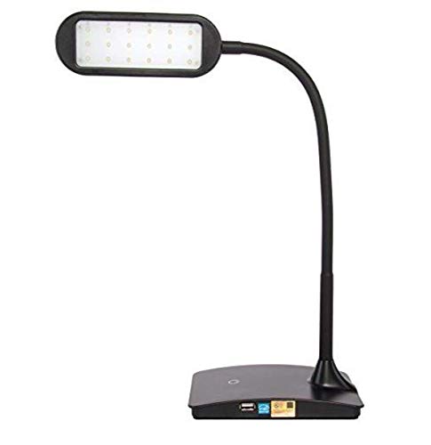 TW Lighting LED Desk Lamp with USB charging Port, 3-Way Touch Switch,IVY-40WT, Black