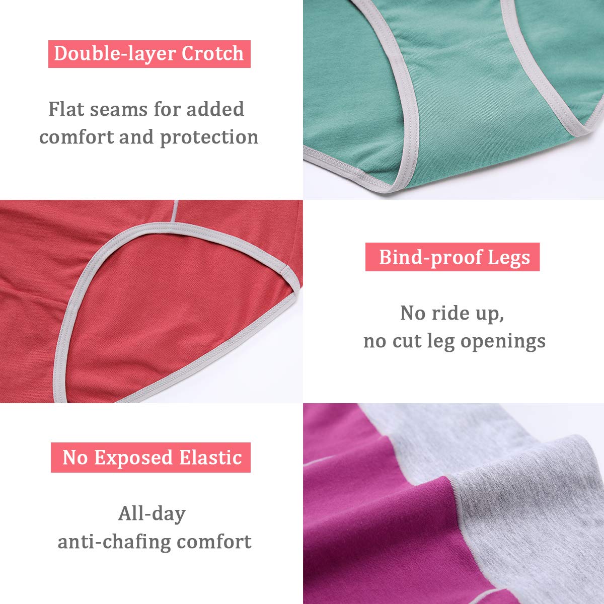 wirarpa Women's Cotton Underwear High Waist Stretch Briefs Soft Underpants Breathable Panties 4 Pack X-Large