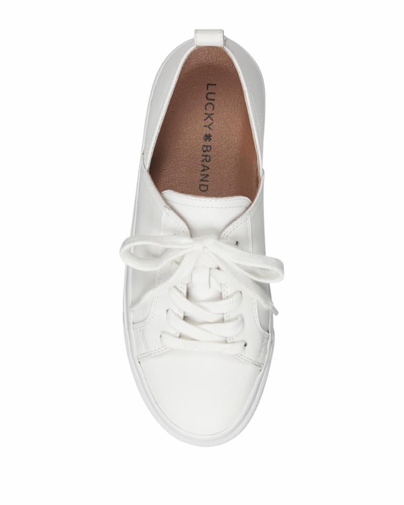 Lucky Brand womens Dansbey Casual Sneaker, White Leather, 6.5 US