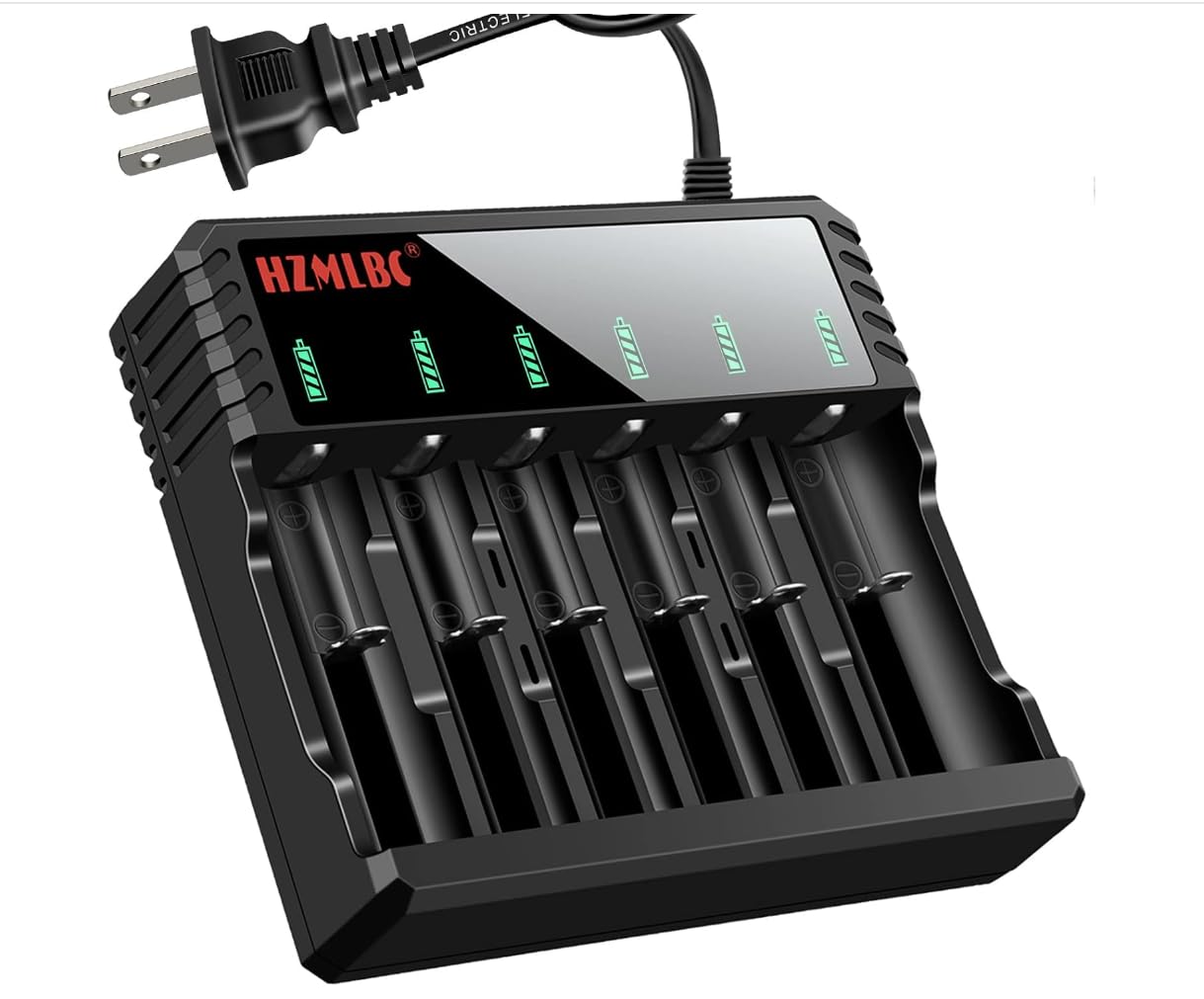 18650 Battery Charger Universal Smart Charger with LED Indicator for Flashlight Headlamp Batteries Compatible 3.7V Li-ion 26650 18500 14500 Rechargeable Batteries Charger (Only 6-Slot AC Charger)