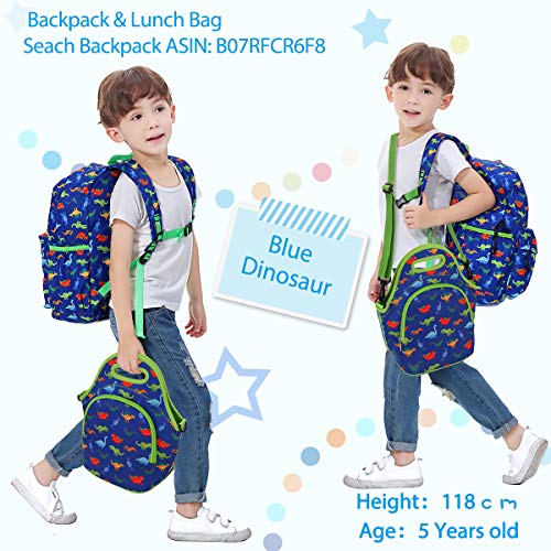 VX VONXURY Lunch Bag for Boys, Neoprene Small Lunch Box Bag for Kids Cute Insulated Thermal Lunch Tote with Removable Shoulder Strap, Dinosaur