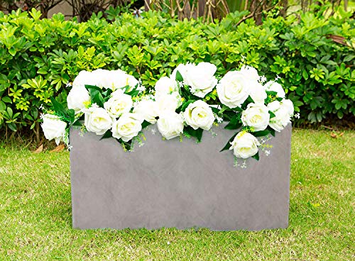 Kante 31.1" L Long Rectangular Concrete Planter, Large Outdoor Indoor Garden Pots with Drainage Hole and Rubber Plug, Weathered Concrete