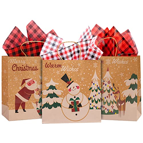JOYIN 150 Sheets Christmas Red Black Buffalo Plaid Tissue Paper Assorted Design, Holiday Gift Wrap Paper, Accessory for Gift Boxes, Gift Wrapping Bags and Wine Bottles Decoration