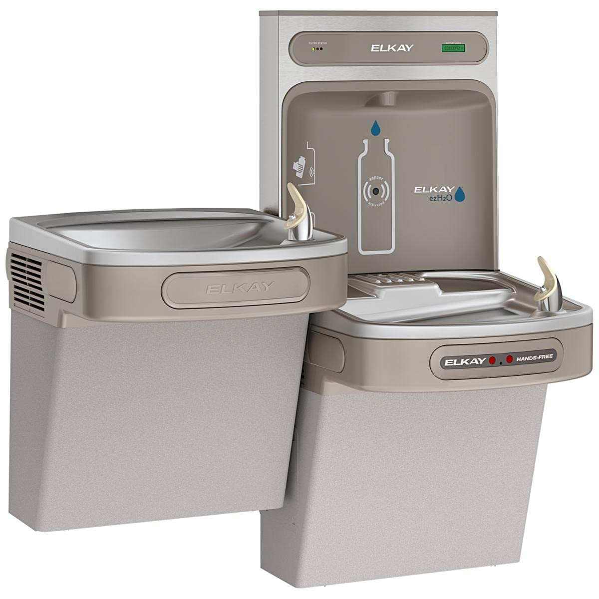 Elkay EZH2O LZOTL8WSLK Bottle Filling Station with Bi-Level ADA Cooler Hands Free Activation, Filtered 8 GPH Light Gray