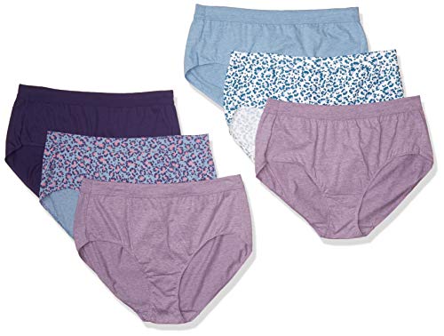 JUST MY SIZE Women's Plus Size Cool Comfort Ultra Soft Brief 6-Pack, Assorted, 11