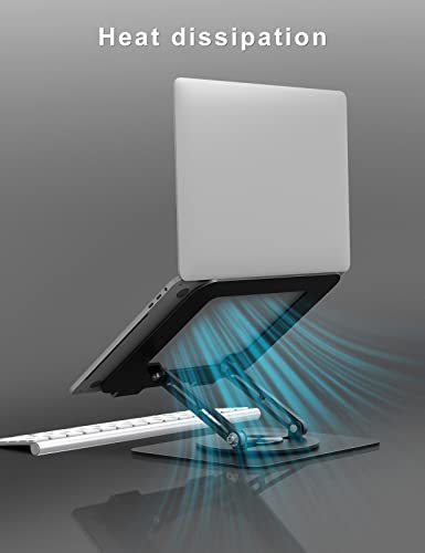 meatanty Laptop Stand, Ergonomic 360° Swivel Laptop Stand for Desk, Adjustable Metal Computer Stand, Foldable and Portable Laptop Riser Holder for MacBook, iPad Pro, 10-17" Laptops - Black