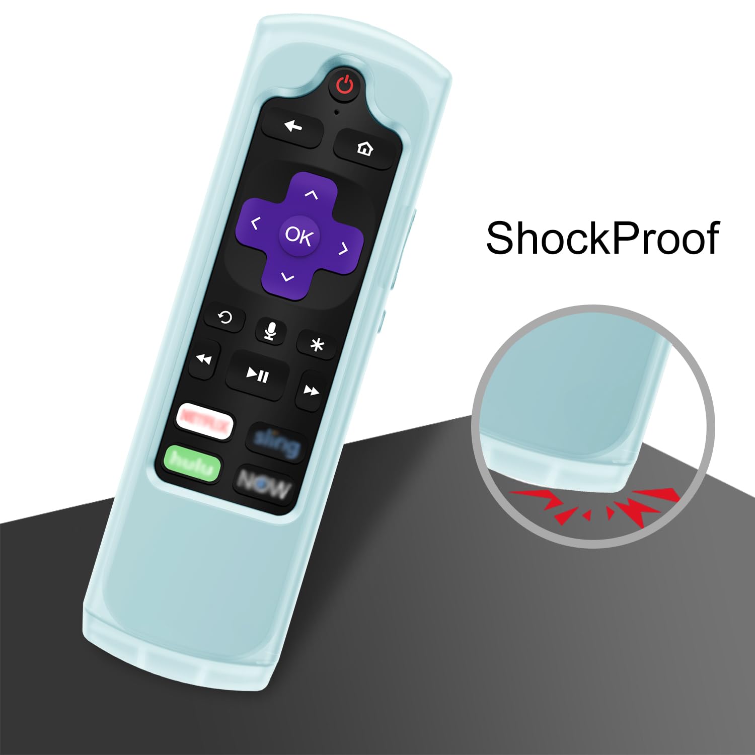 CaseBot Remote Case for Roku Voice, Express HD / 4K+, Ultra LT Enhanced Voice, Express 3930, Premiere+ 3921, Streaming Stick+ Remote, Honey Comb Anti Slip Shockproof Silicone Cover, Blue Glow