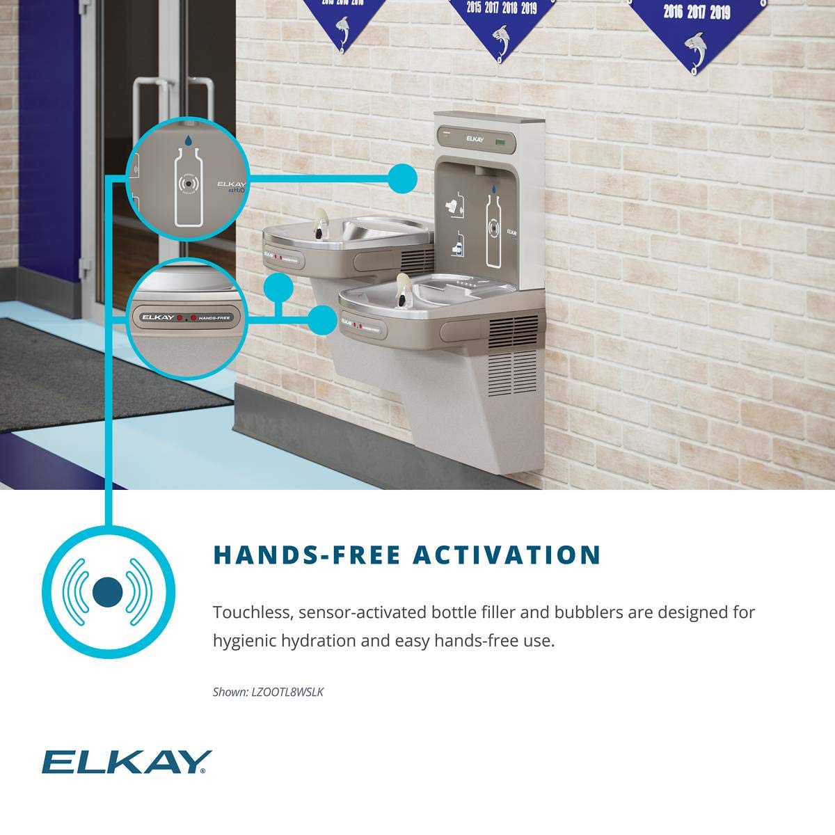 Elkay EZH2O LZOTL8WSLK Bottle Filling Station with Bi-Level ADA Cooler Hands Free Activation, Filtered 8 GPH Light Gray