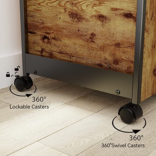 EUREKA ERGONOMIC File Cabinet 2 Drawers, Rolling File Cabinet with Bag for Home Office, Under Desk Rolling File Cabinet, Wood Filing Cabinet, Printer Stand with Storage, Rustic Brown