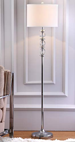 SAFAVIEH Lighting Collection Riga Clear Crystal/ Chrome 60-inch Living Room Bedroom Home Office Standing Floor Lamp (LED Bulb Included)