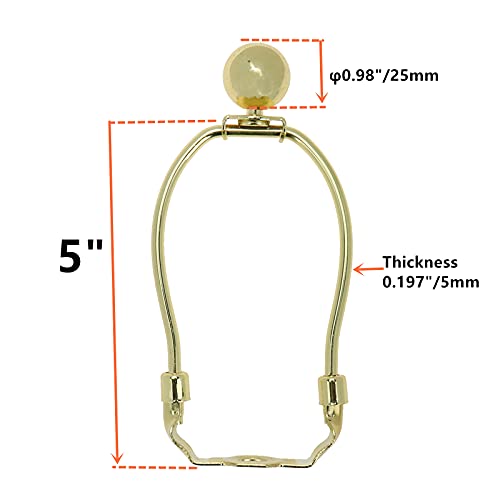 HONJIE 5 inch Gold Lamp Harp, Lamp Harp Holder for Table and Floor Lamps 2 Sets
