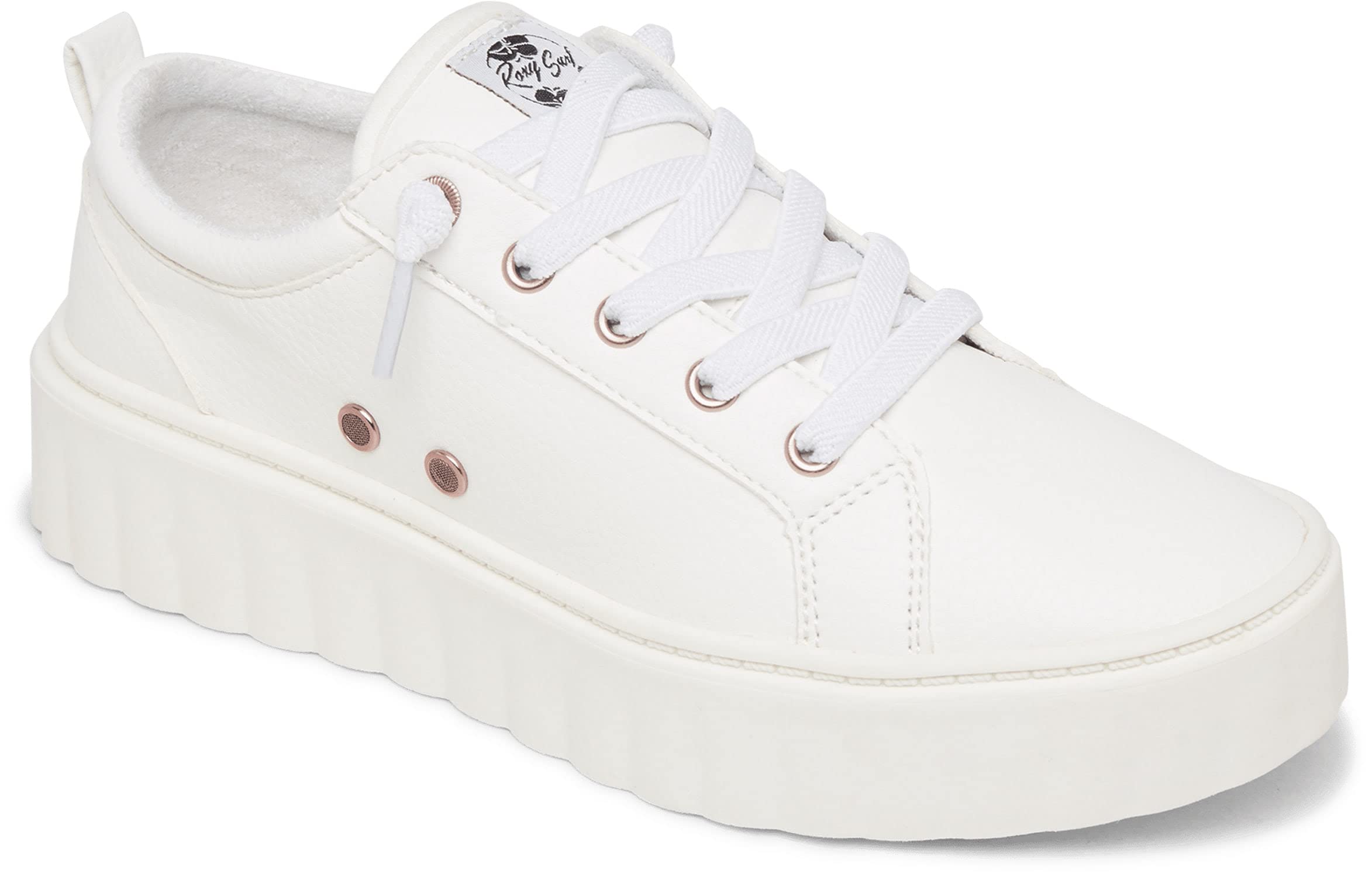Roxy Women's Sheilahh Slip On Platform Sneaker Shoe, White , 9 medium US