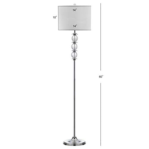 SAFAVIEH Lighting Collection Riga Clear Crystal/ Chrome 60-inch Living Room Bedroom Home Office Standing Floor Lamp (LED Bulb Included)
