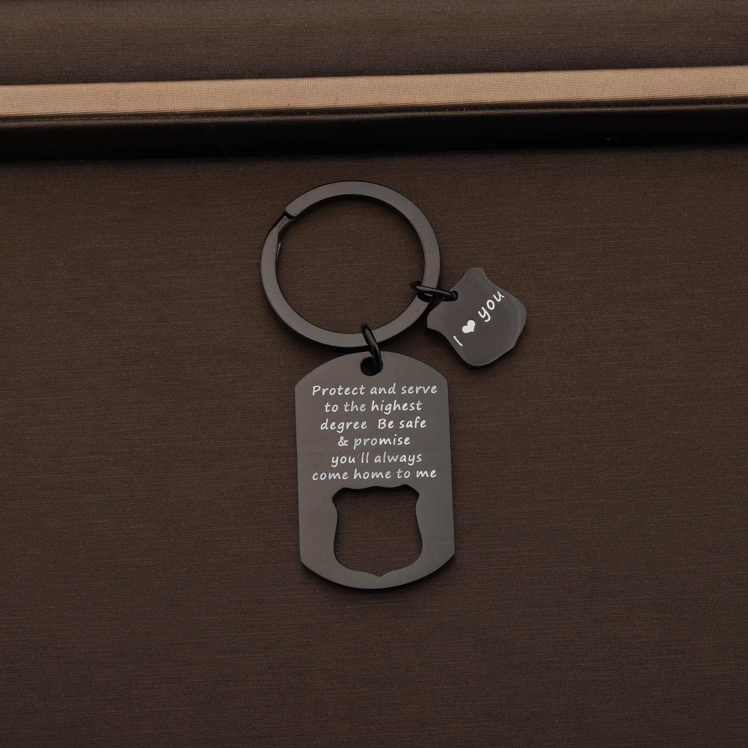 Police Officer Gift Protect And Serve Be Safe And Come Home To Me Keychain Cop Gift For husband Police Graduation Gift (Protect Serve-black Key)