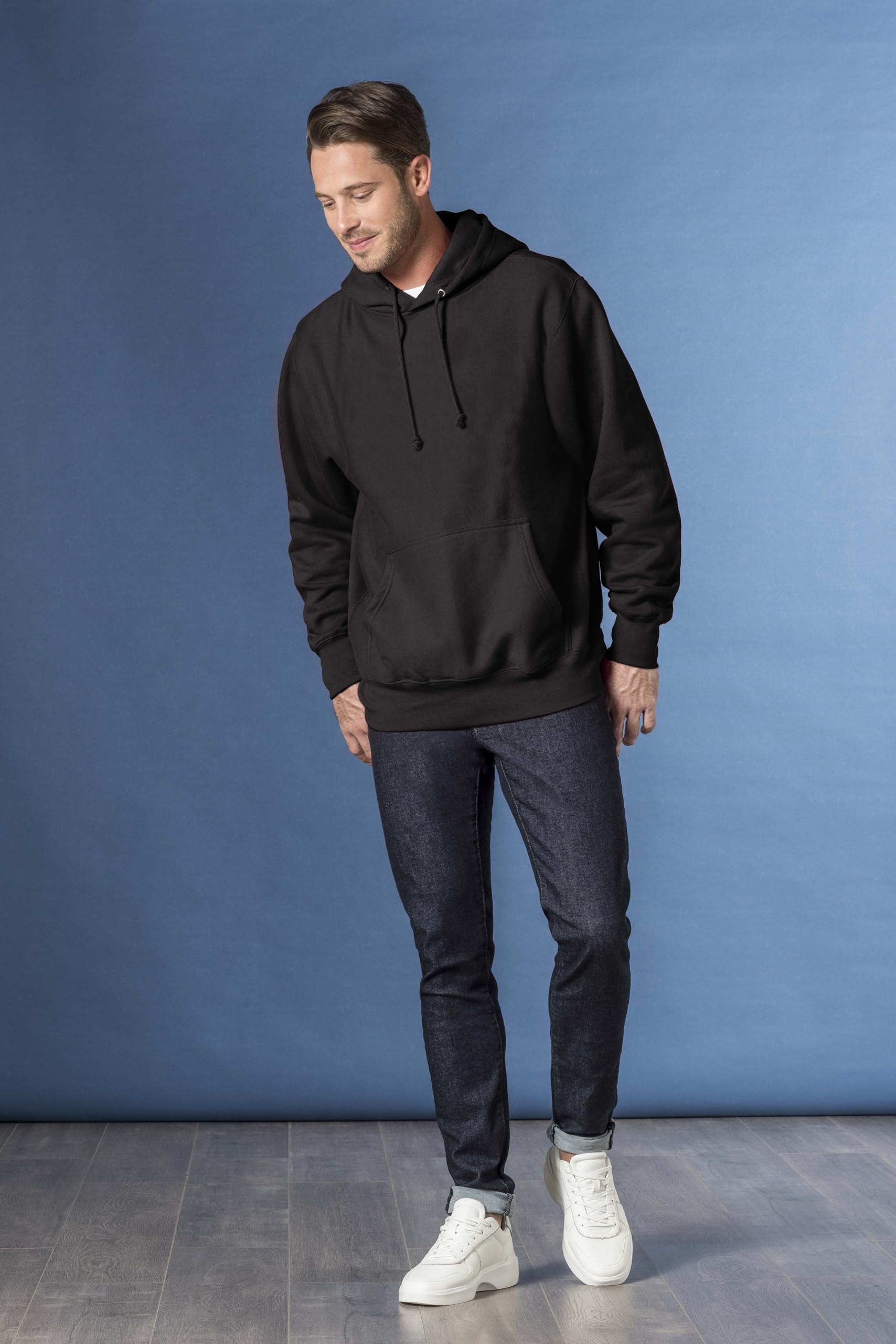 MV Sport Cool Fleece Hoodies for Men (Drawstring Hoodie Mens Sweatshirt) Mens Hoodies Pullover (Black, X-Large)