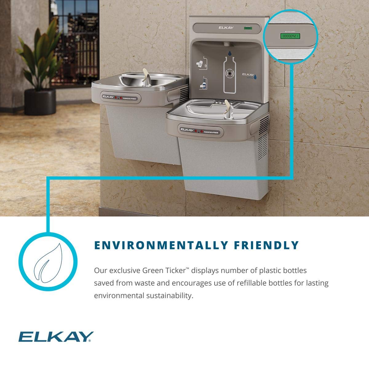 Elkay EZH2O LZOTL8WSLK Bottle Filling Station with Bi-Level ADA Cooler Hands Free Activation, Filtered 8 GPH Light Gray