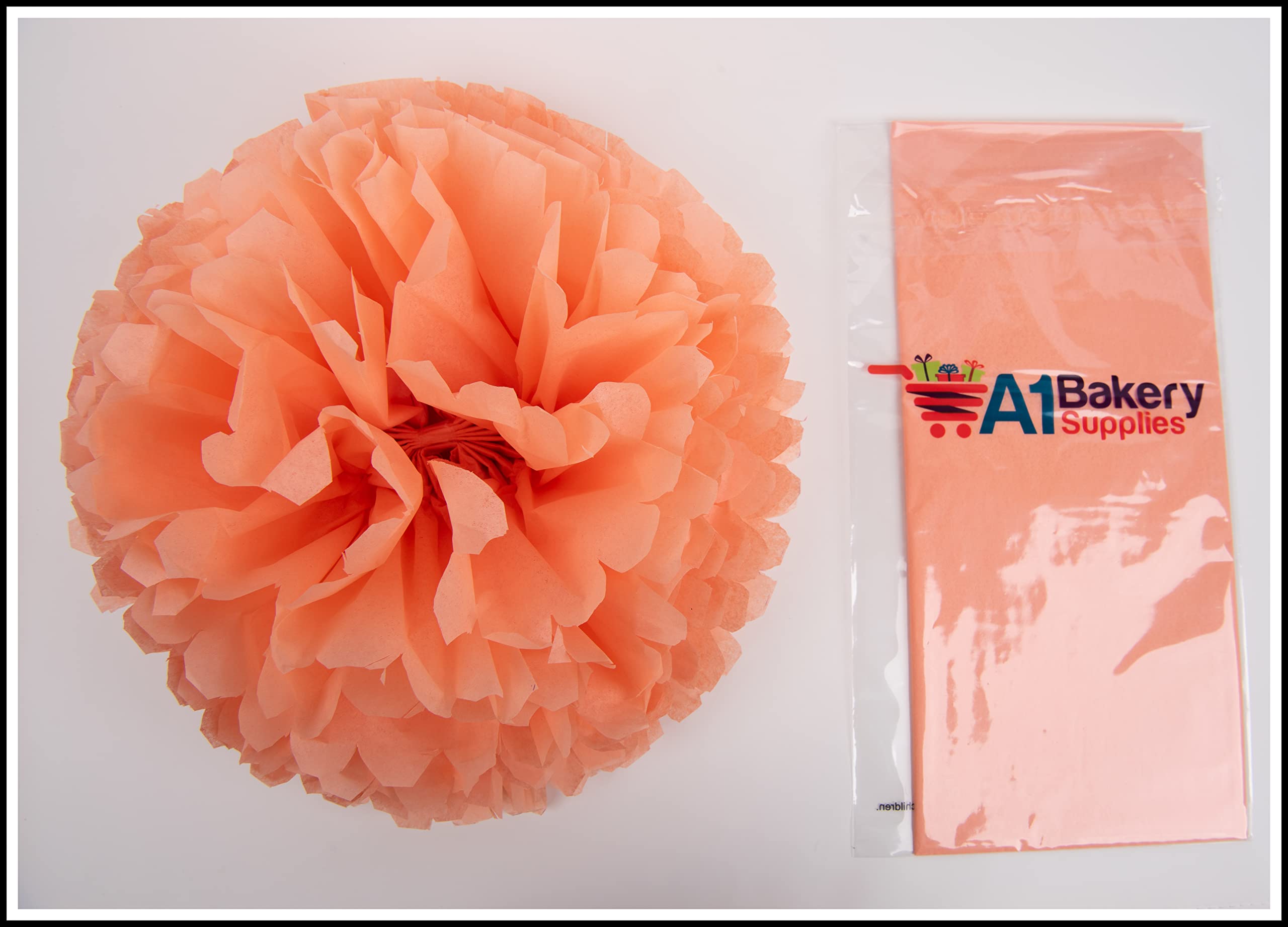 Peach Tissue Paper 15 Inch X 20 Inch - 100 Sheets Premium Tissue Paper A1 bakery supplies Made in USA