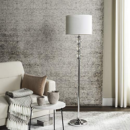 SAFAVIEH Lighting Collection Riga Clear Crystal/ Chrome 60-inch Living Room Bedroom Home Office Standing Floor Lamp (LED Bulb Included)