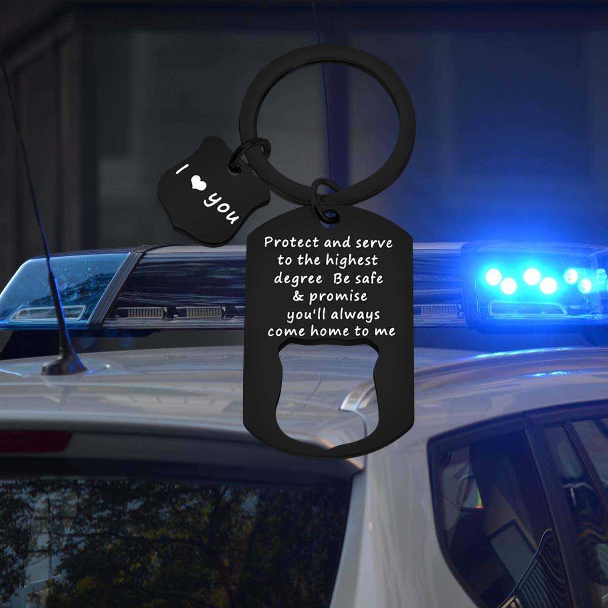 Police Officer Gift Protect And Serve Be Safe And Come Home To Me Keychain Cop Gift For husband Police Graduation Gift (Protect Serve-black Key)