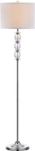 SAFAVIEH Lighting Collection Riga Clear Crystal/ Chrome 60-inch Living Room Bedroom Home Office Standing Floor Lamp (LED Bulb Included)