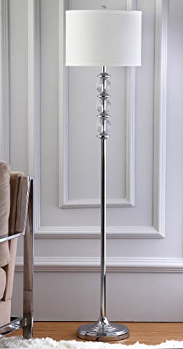 SAFAVIEH Lighting Collection Riga Clear Crystal/ Chrome 60-inch Living Room Bedroom Home Office Standing Floor Lamp (LED Bulb Included)