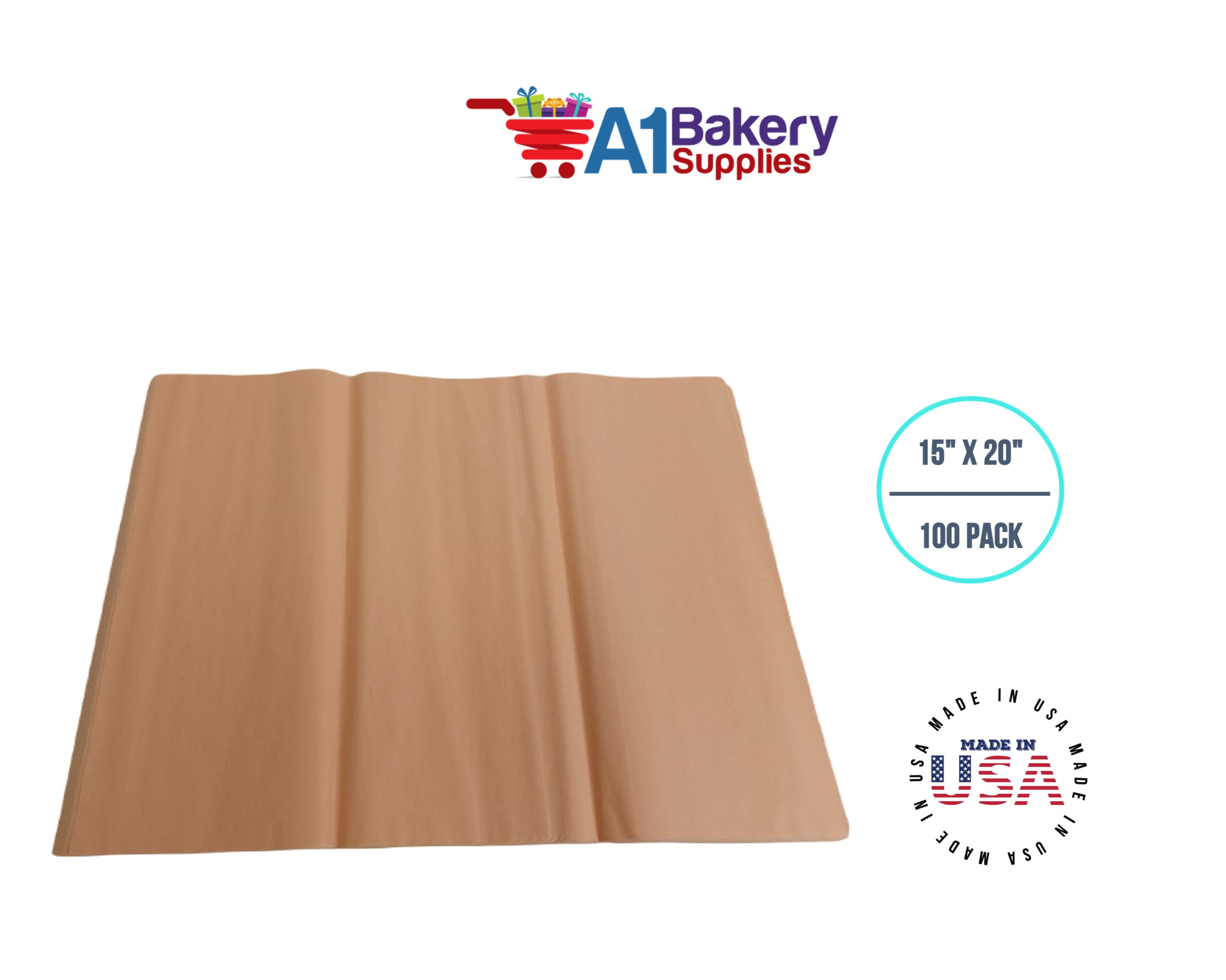 Peach Tissue Paper 15 Inch X 20 Inch - 100 Sheets Premium Tissue Paper A1 bakery supplies Made in USA