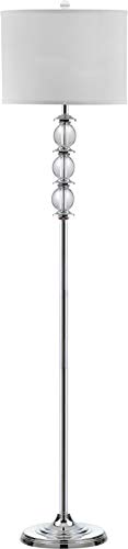 SAFAVIEH Lighting Collection Riga Clear Crystal/ Chrome 60-inch Living Room Bedroom Home Office Standing Floor Lamp (LED Bulb Included)