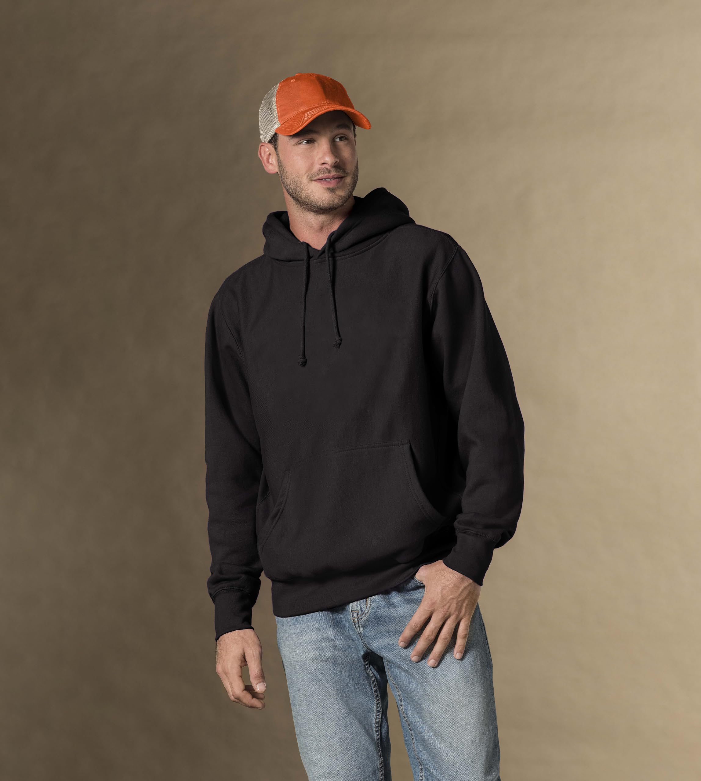 MV Sport Cool Fleece Hoodies for Men (Drawstring Hoodie Mens Sweatshirt) Mens Hoodies Pullover (Black, X-Large)