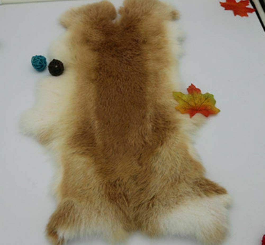 Tanned Natural Real Fur Rabbit Skin Pelt Hide Decorative Craft Grade Rabbit Pelts Sewing Quality Leather Rug Blanket(10'' by 12'' Yellow Cattle)