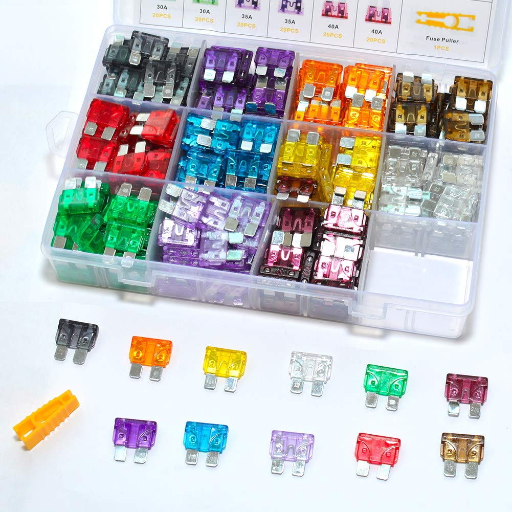 AYAOQIANG 528 pcs Assorted Standard Auto Car Truck Blade Fuses Assortment - 2A 3A 5A 7.5A 10A 15A 20A 25A 30A 35A 40A-ATC/APR/ATO+ATM Boat Automotive Replacement Fuses Kit