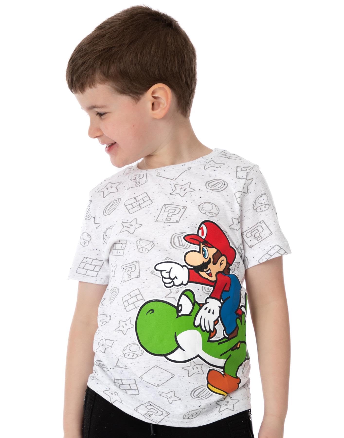 Super Mario Nintendo and Yoshi Boy's Kids Grey Character T-Shirt Top 9-10 Years