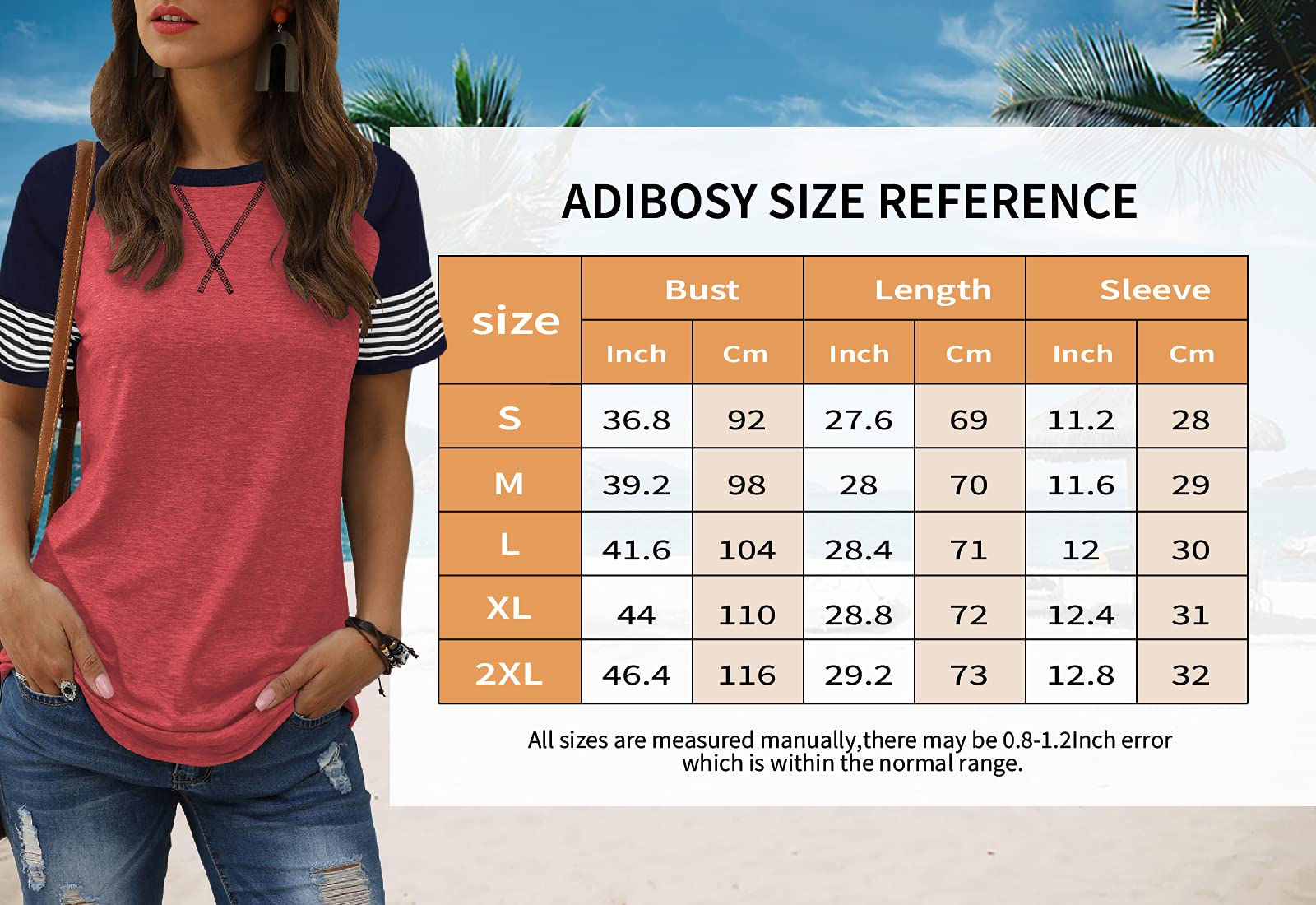 Adibosy Women Summer Casual Shirts: Short Sleeve Striped Tunic Tops - Womens Color Block Tee Tshirt Blouses Yellow L