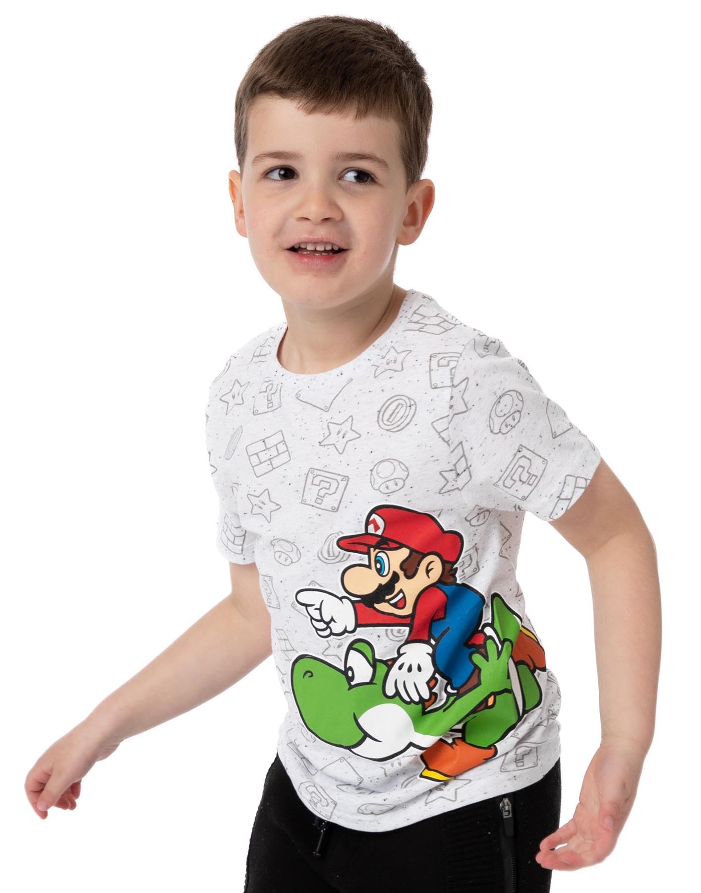 Super Mario Nintendo and Yoshi Boy's Kids Grey Character T-Shirt Top 9-10 Years