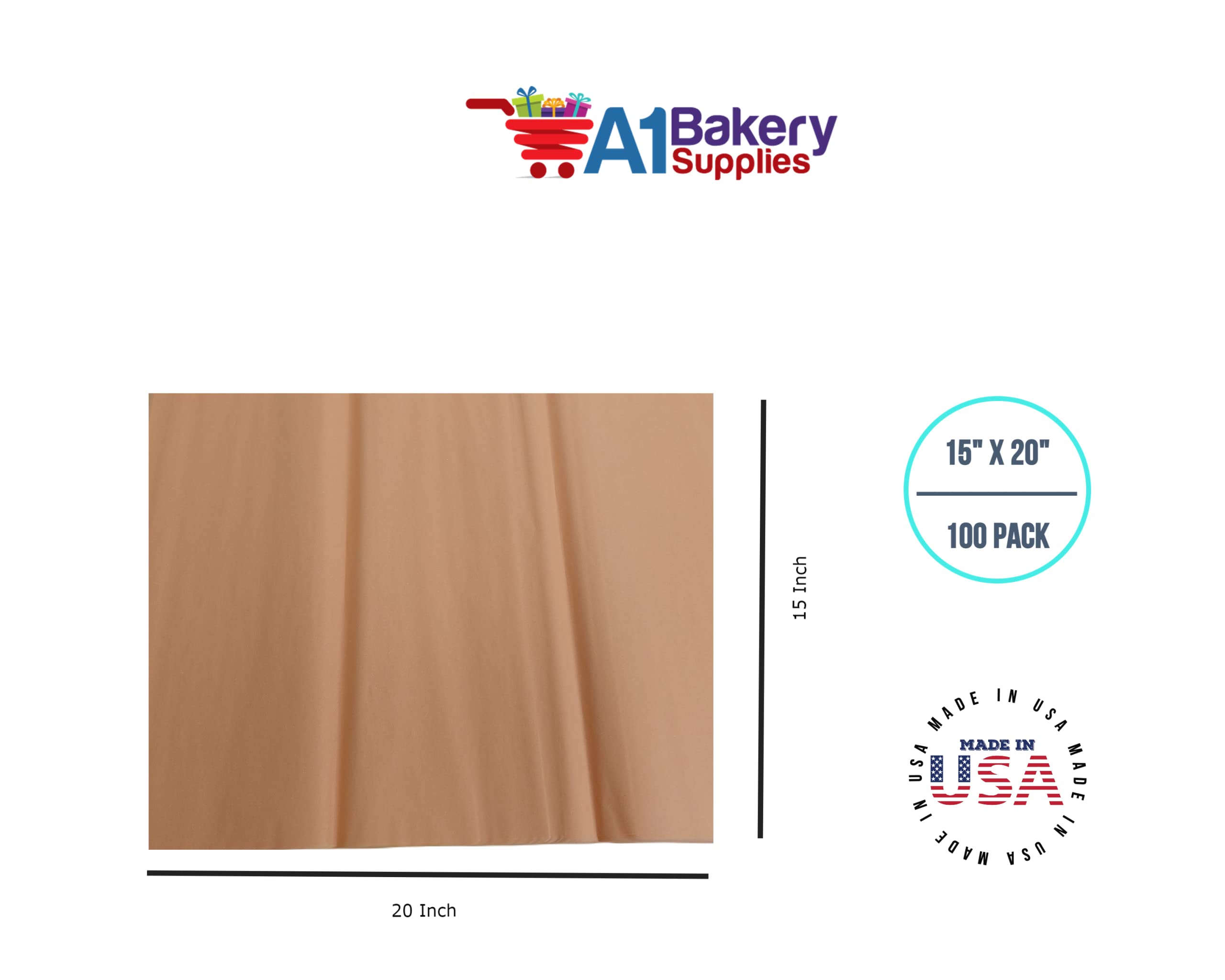 Peach Tissue Paper 15 Inch X 20 Inch - 100 Sheets Premium Tissue Paper A1 bakery supplies Made in USA