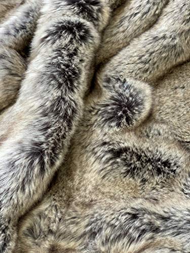 Eikei Luxury Faux Fur Throw Blanket Super Soft Oversized Thick Warm Afghan Reversible to Plush Velvet in Tan Grey Wolf, Cream Mink or Blush Chinchilla, Machine Washable (Timberwolf, X-Long)