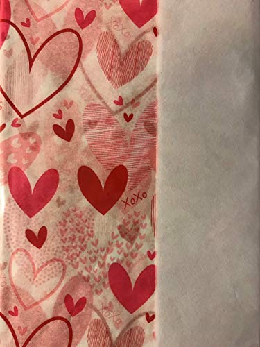 Valentine Tissue Paper Gift Wrapping Pink Red Hearts, 3-pk Set