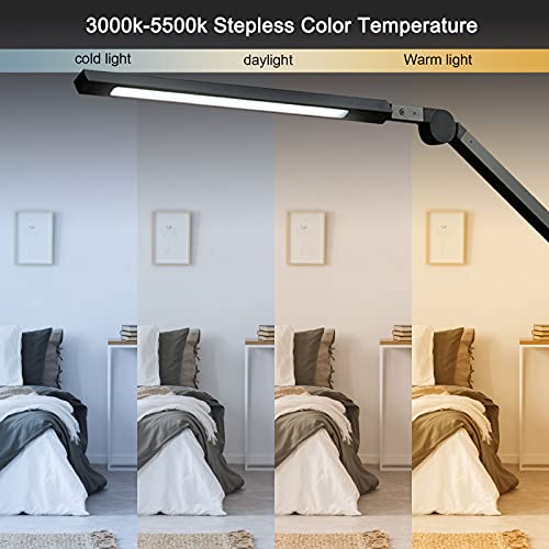 EYOCEAN Desk Lamp, LED Desk Lamp with Clamp for Home Office, High Brightness Dimmable Desk Light, Adjustable Color Temperature Swing Arm Architect Lamp with Memory & Timing,Touch Control Clamp Lamp