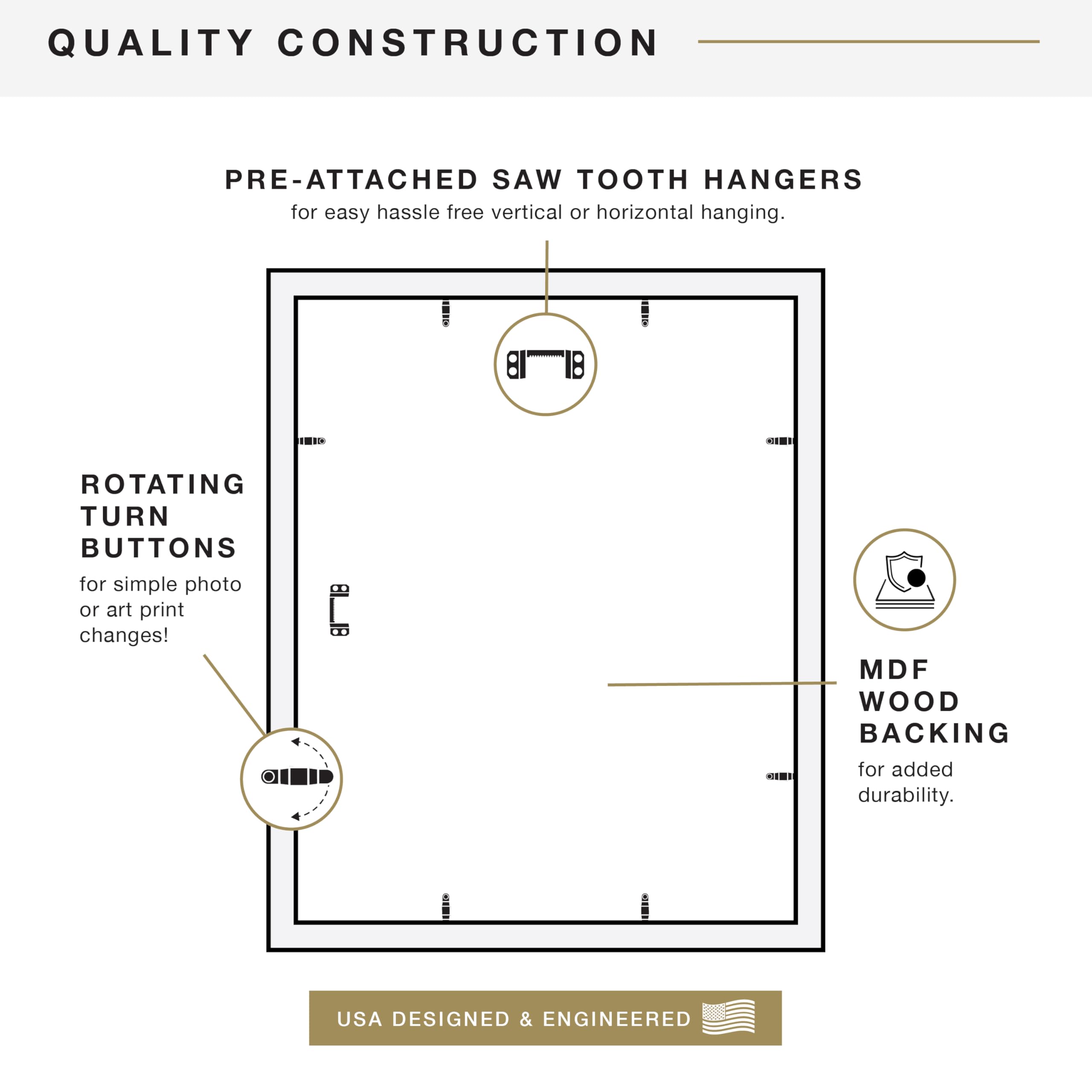 MCS Studio Gallery 16x20 Poster Frame Gray Woodgrain, Vertical & Horizontal Wall Hanging Large Picture Frame for Photos, Posters & Art Prints (1-Pack)