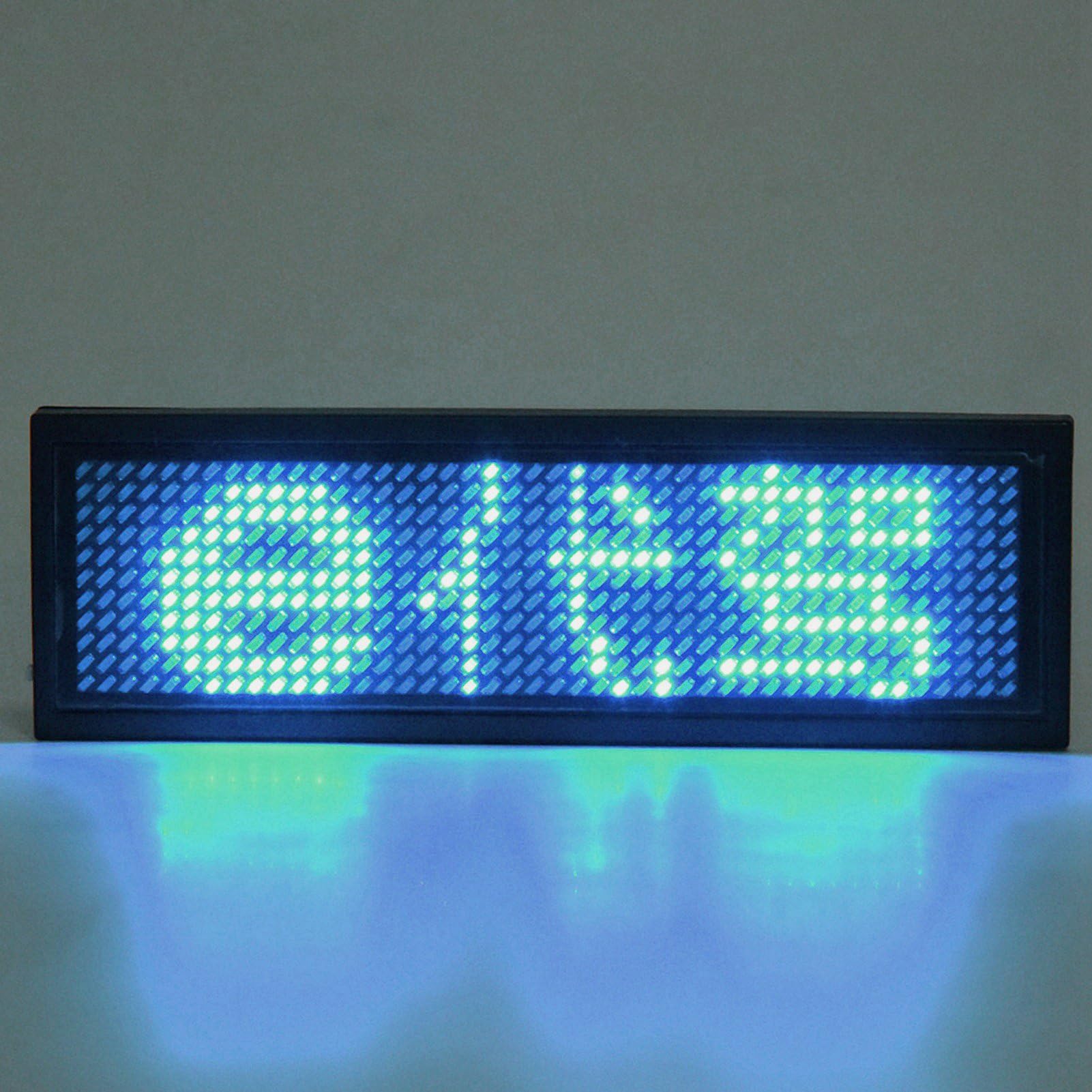 LED Digital Nametag, Rechargeable Programmable Name Badge Card ID with Magnet/Pin for Restaurant Party Bar(Blue)