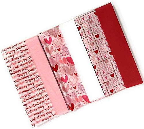 Valentine Tissue Paper Gift Wrapping Pink Red Hearts, 3-pk Set