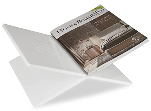 Honygebia White Acrylic Book Stands - Cross Frame Acrylic Book Holder, Open Bookstand for Display and Reading, Suitable for Art, Bible, Cookbook, Easel, Magazine, Textbooks 12.5" x 9.5" x 5.5"