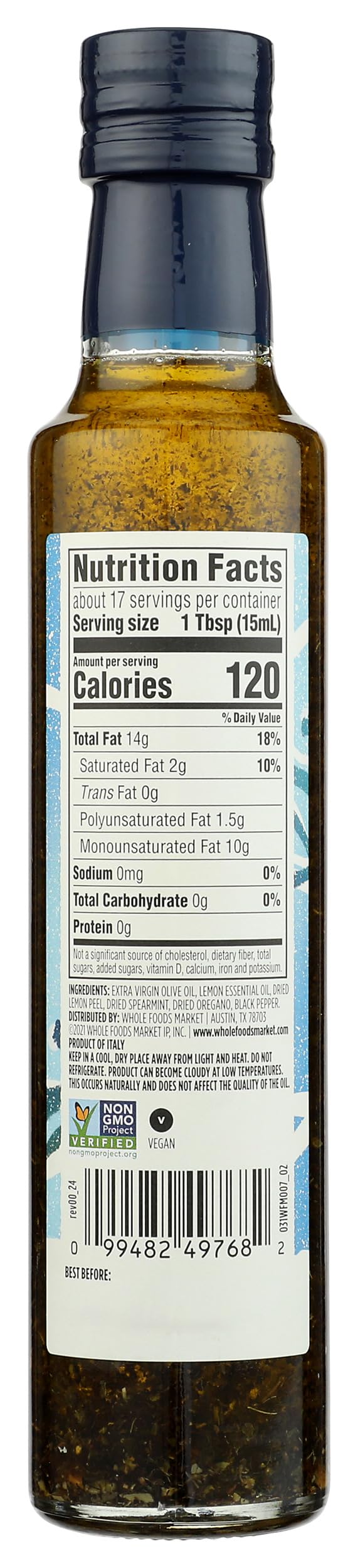Whole Foods Market, Extra Virgin Olive Oil, Greek Infused with Lemon & Mediterranean Herbs, 8.45 Fl Oz
