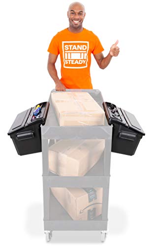 Tubstr Storage Bins for Utility Carts | 2 Attachable Plastic Tubs w/Removable Lids | 3 Gallon Bins Fit Most Utility Tub Carts | Easy Removable Storage for Tools & Supplies (Black /2-Pack/Bins Only)