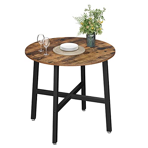 VASAGLE Round Dining Table, for Living Room, Office, Round Top, 31.5 x 31.5 x 29.5 Inches, Brown