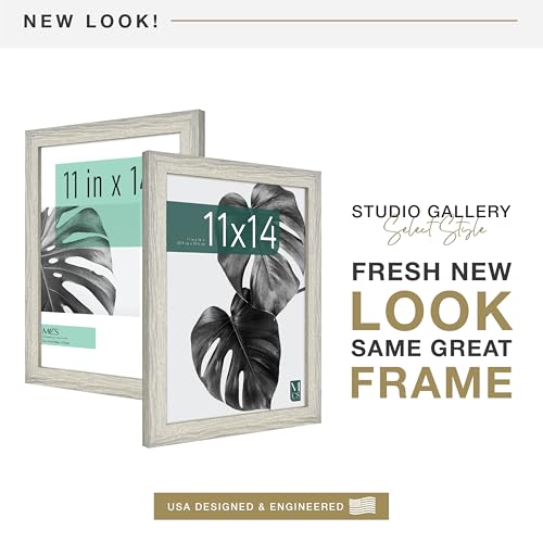 MCS Studio Gallery 11x14 Picture Frame Gray Woodgrain Shatter Resistant Glass, Rectangle Photo Frame for Photos, Posters & Art Prints (1-Pack)