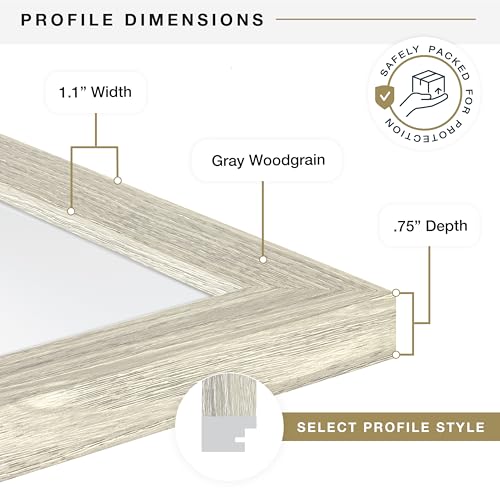 MCS Studio Gallery 11x14 Picture Frame Gray Woodgrain Shatter Resistant Glass, Rectangle Photo Frame for Photos, Posters & Art Prints (1-Pack)