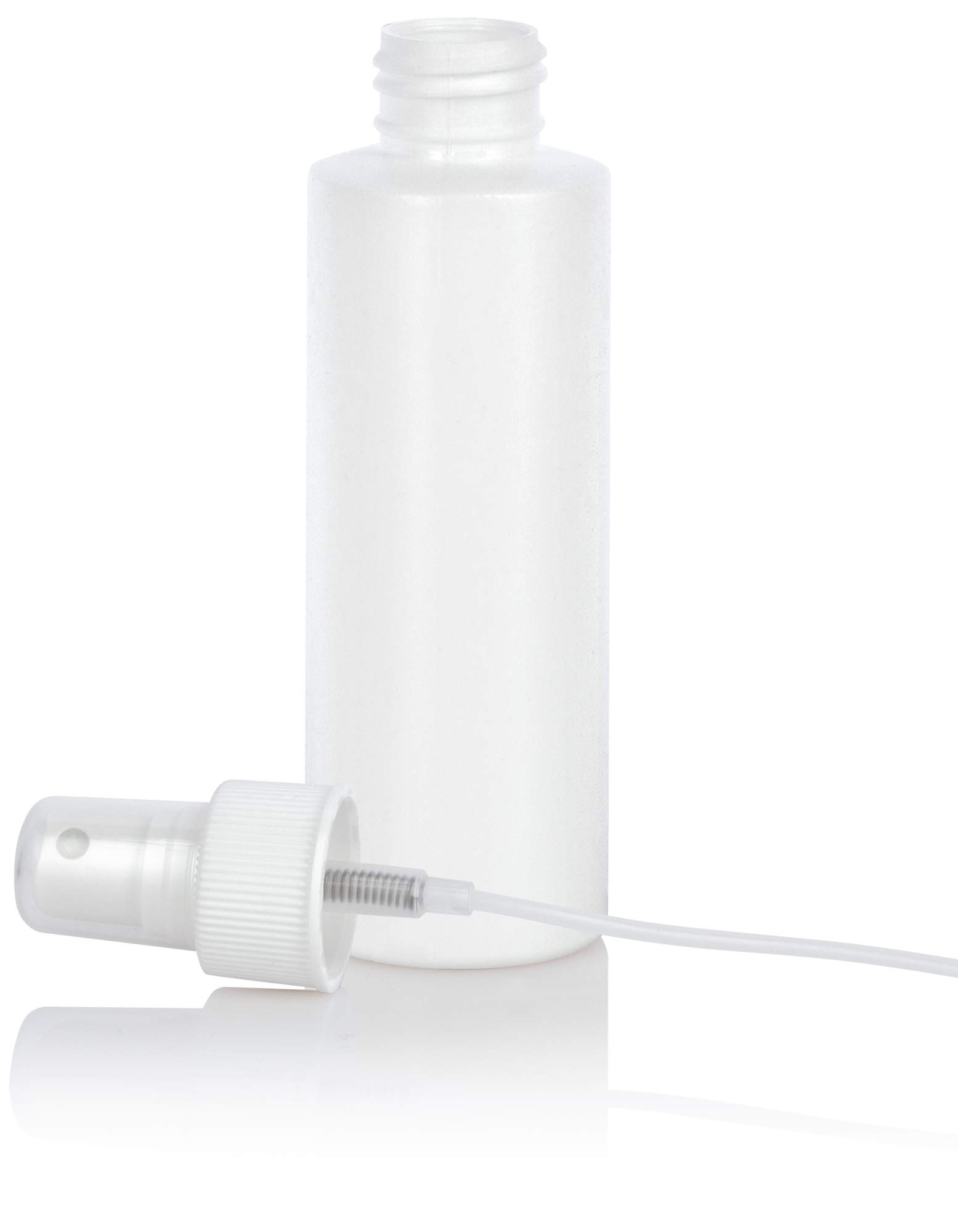JUVITUS 4 oz / 120 ml White Plastic HDPE Refillable Cylinder Squeeze Bottle with White Fine Mist Spray (12 Pack)